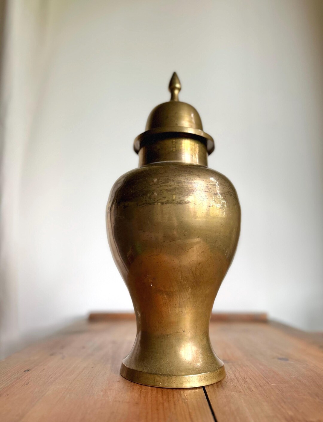 Vintage Brass Urn Extra Large Ginger Jar With Finial Lid - Hand Made ...