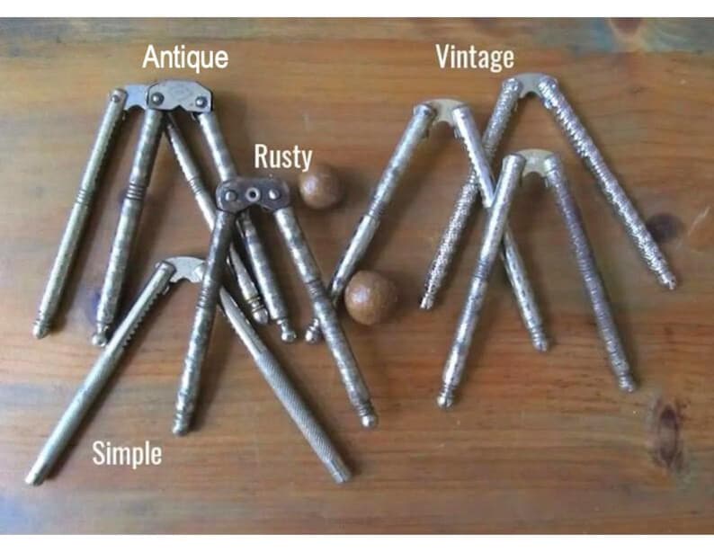 Vintage Metal Nutcracker Nut Pick Set Rustic Kitchen Utensil Screw Type ...