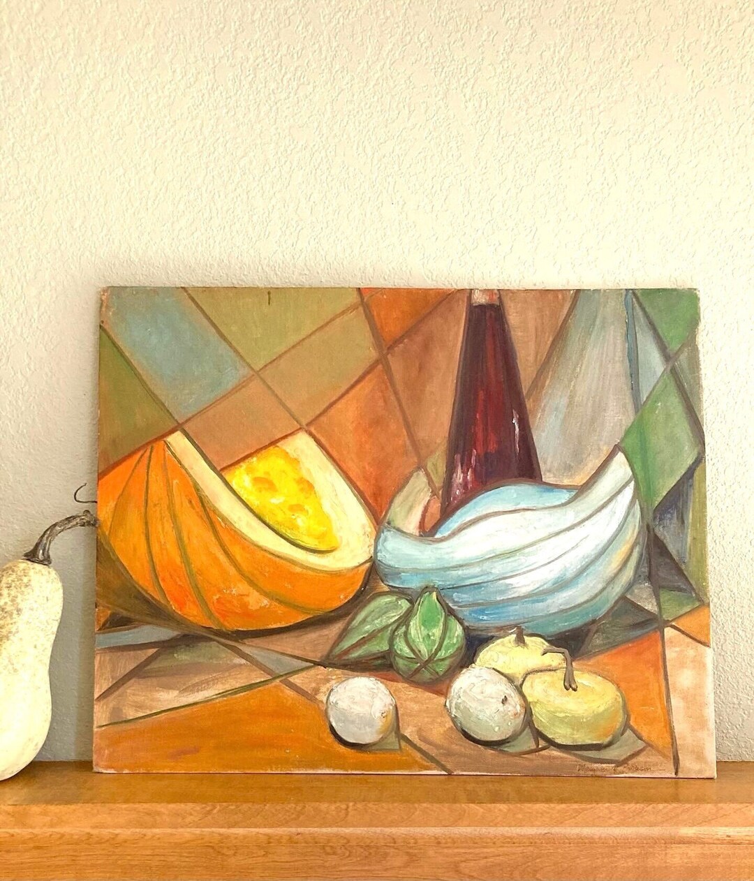Original Oil Painting Still Life With Squash Artist Signed MCM ...