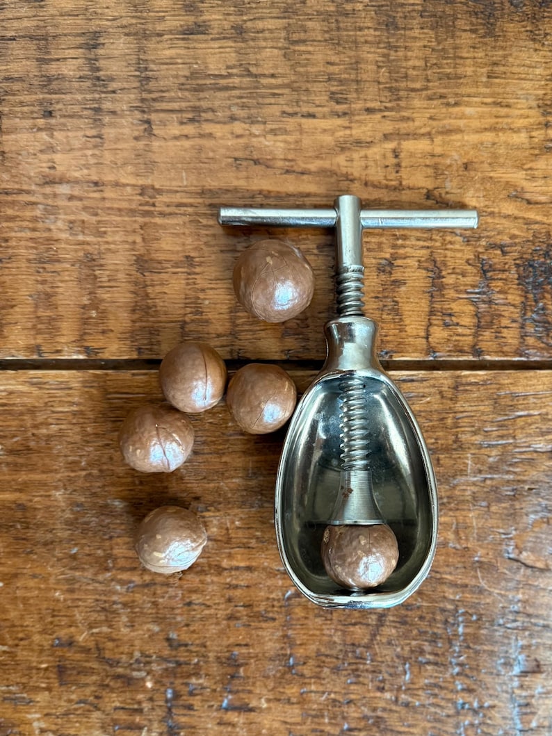 Vintage Metal Nutcracker Nut Pick Set Rustic Kitchen Utensil Screw Type ...