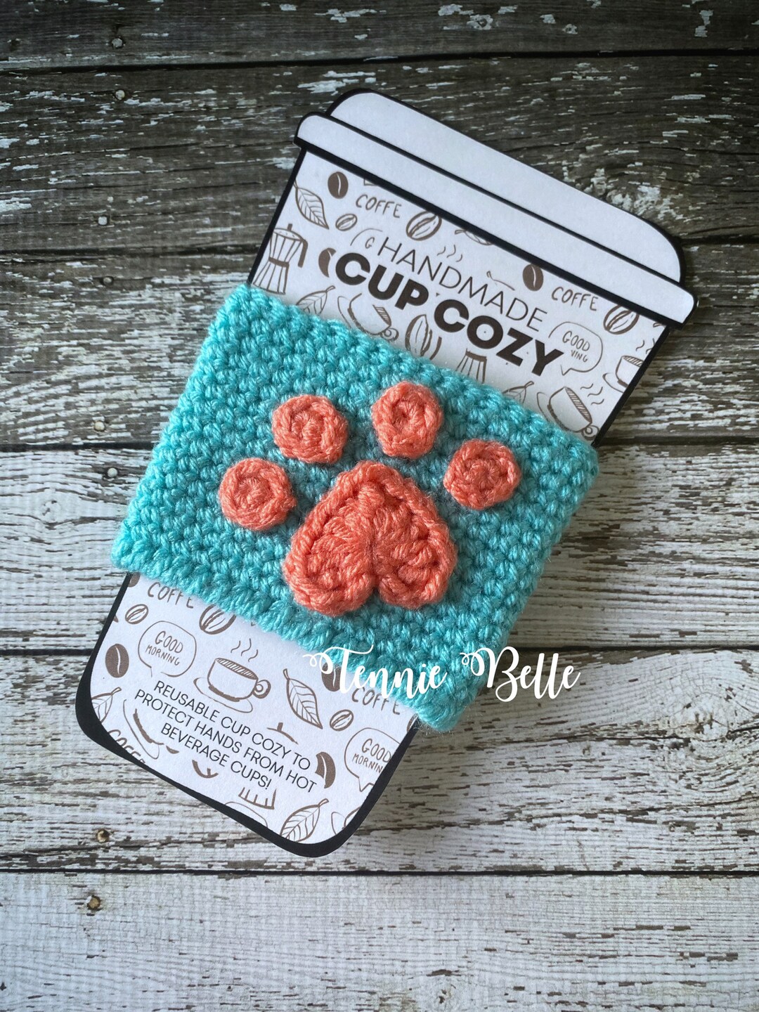 Dog Coffee Cup Cozy Crochet Dog Paw Cup Sleeve Reusable Cozy - Etsy