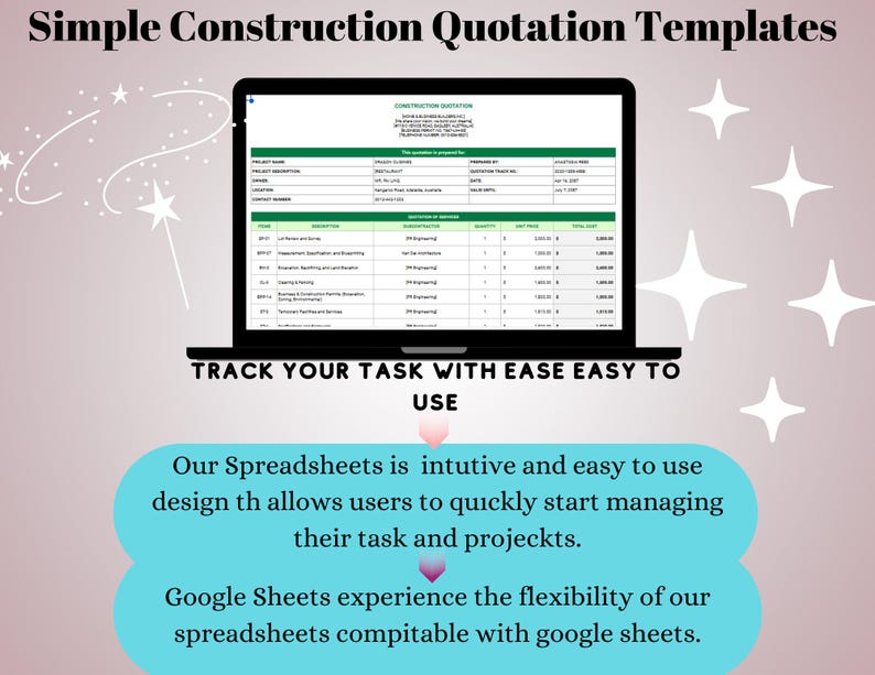 Simple Construction Quotation Templates, Digital Download, Editable ...