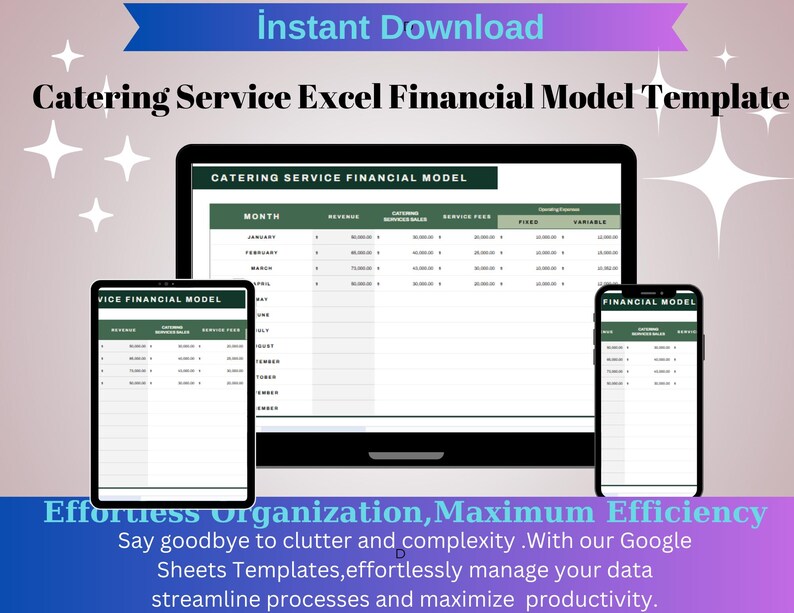 Catering Service Excel Financial Model Template, Editable Google Sheets ...