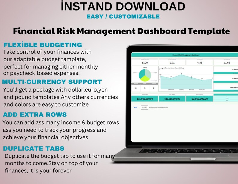 Financial Risk Management Dashboard Template, Editable Google Sheets ...
