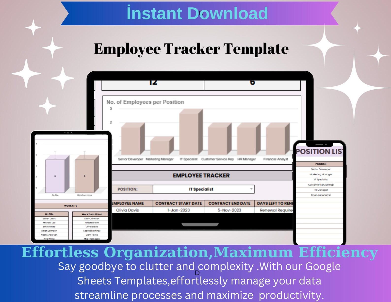 Employee Tracker Template: Editable Google Sheets (digital Download) - Etsy