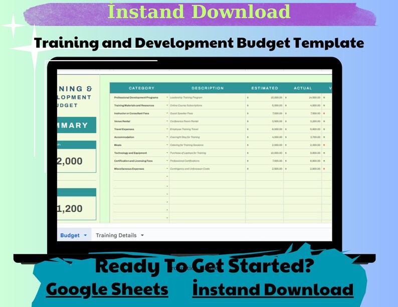 Training and Development Budget Template: Editable Google Sheets (digital Download) - Etsy