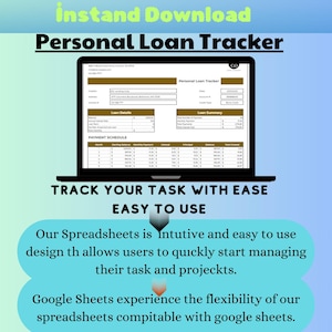 Personal Loan Tracker Template, Editable Google Sheets, Digital ...