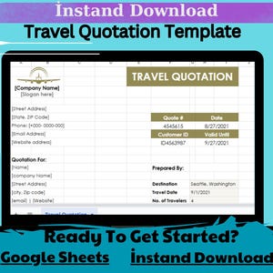 Travel Quotation Template: Editable Google Sheets for Travel Agents ...