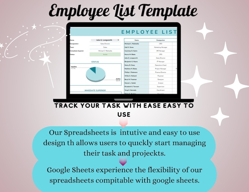 Employee List Template, Editable Google Sheets, Digital Download for ...