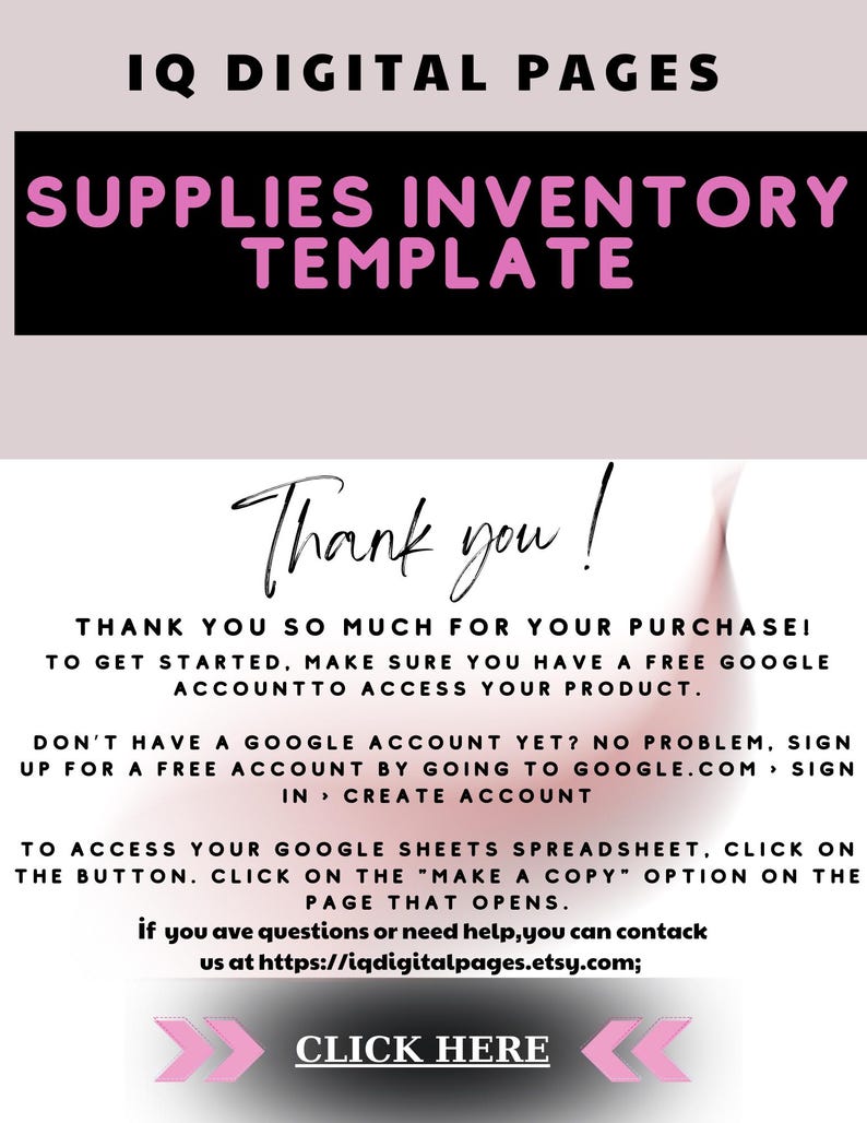 Supplies Inventory Template, Editable Google Sheets, Stock Management ...