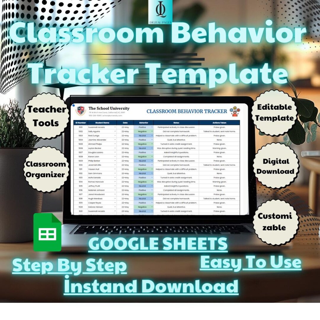Classroom Behavior Tracker Template, Editable Google Sheets, Easy to ...