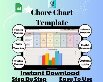 Chore Chart Template, Digital Download, Editable Google Sheets, Easy-to ...