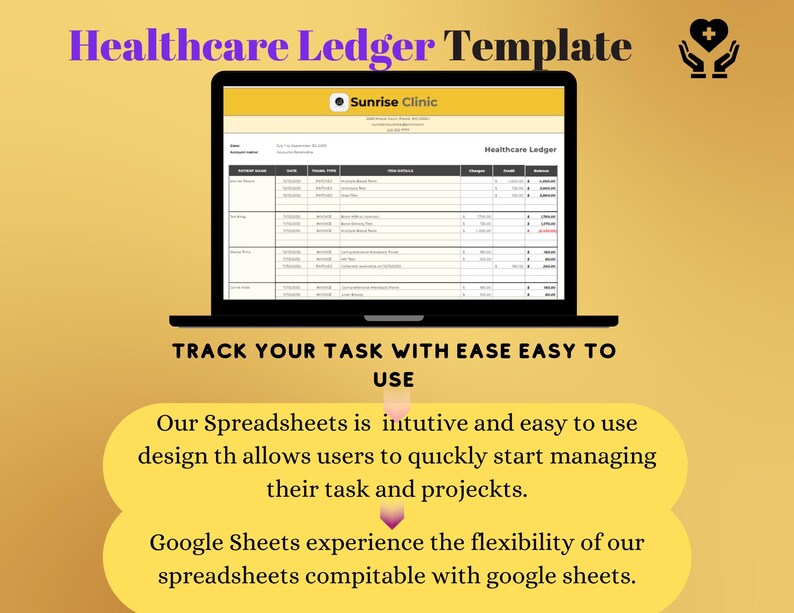 Healthcare Ledger Template, Editable Google Sheets, Digital Download ...