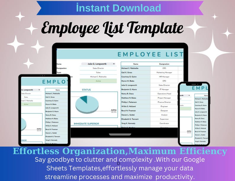 Employee List Template, Editable Google Sheets, Digital Download for ...