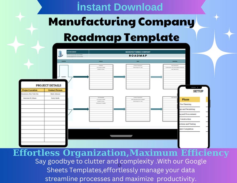 Manufacturing Company Roadmap Template, Editable Google Sheets, Easy to ...