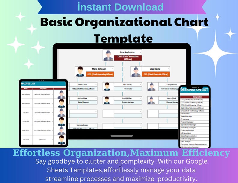 Basic Organizational Chart Template, Google Sheets Org Chart for ...
