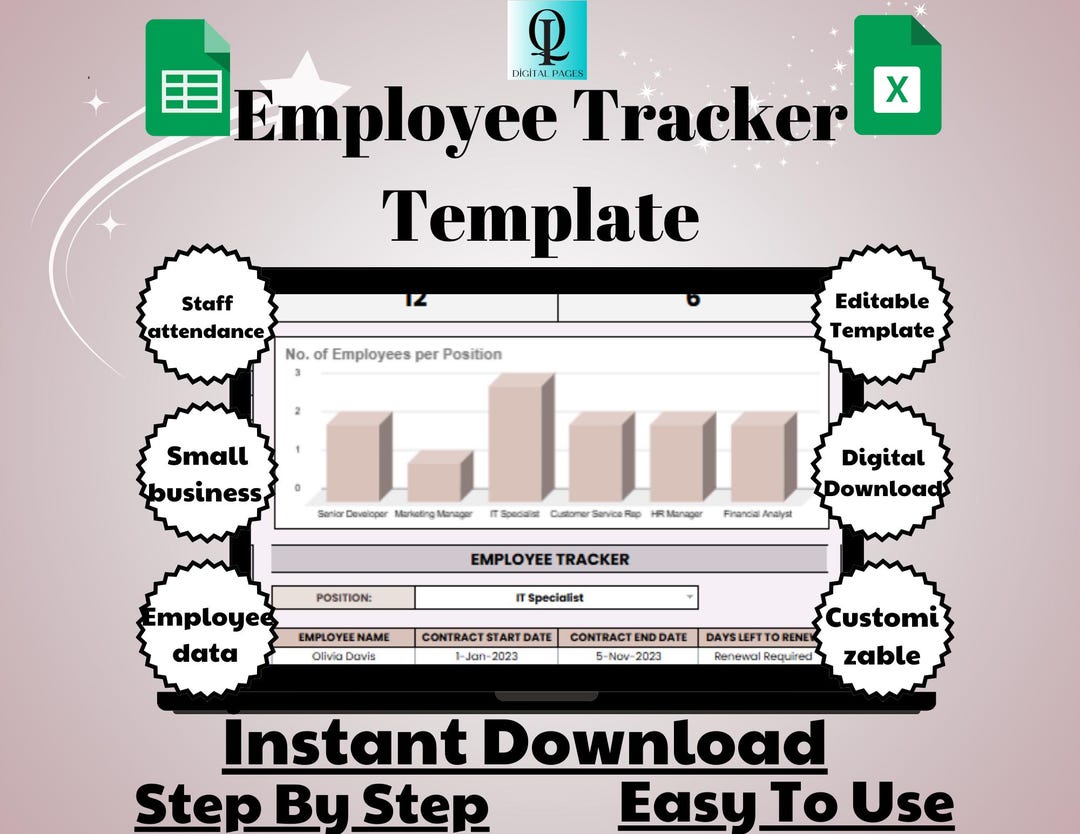 Employee Tracker Template, Digital Download, Editable Google Sheets ...