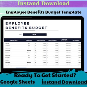 Employee Benefits Budget Template: Editable Google Sheets (digital ...