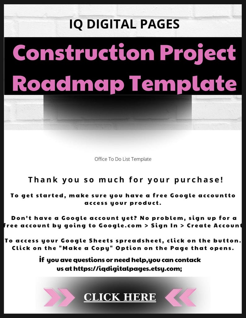 Construction Project Roadmap Template: Editable Google Sheets (digital ...