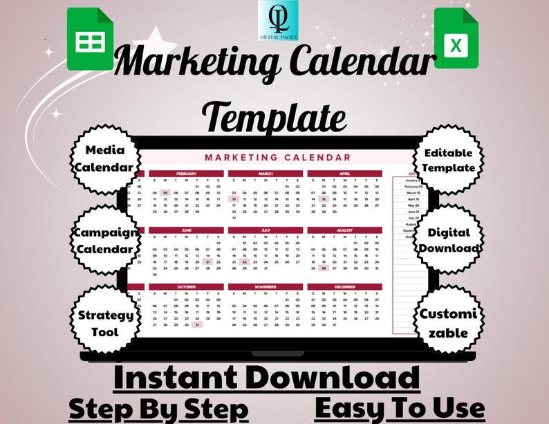 Marketing Calendar Template | Plan Campaigns & Track Deadlines - Etsy
