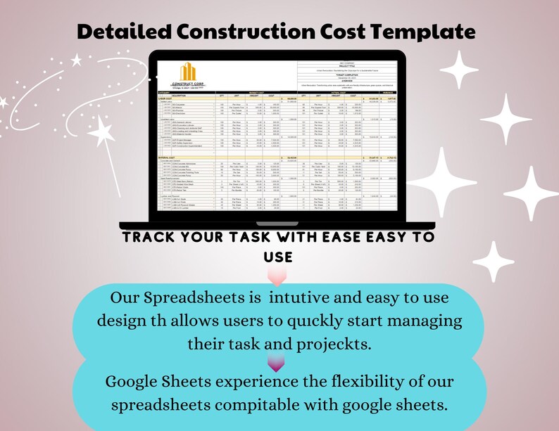 Detailed Construction Cost Template, Editable Google Sheets Budget ...