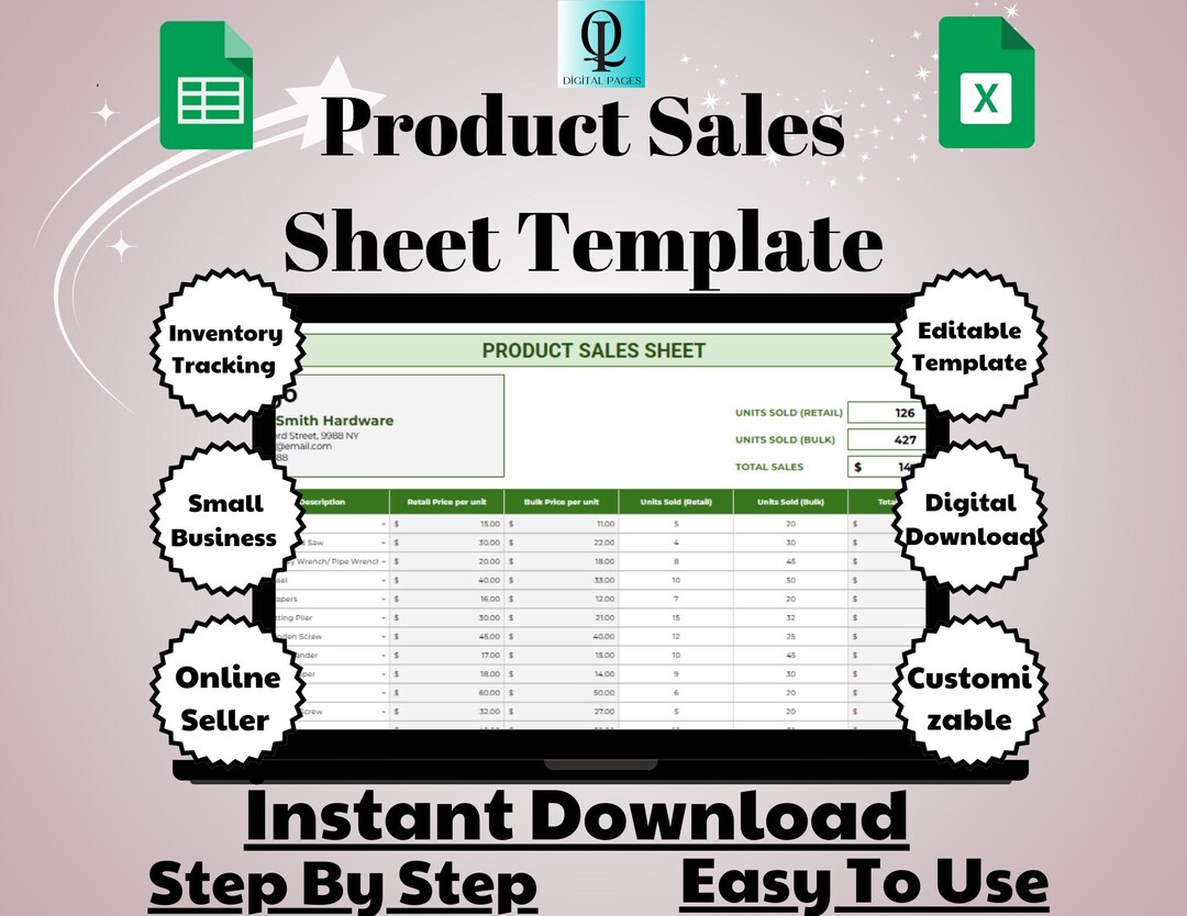 Product Sales Sheet Template, Editable Digital Download, Easy-to-use ...