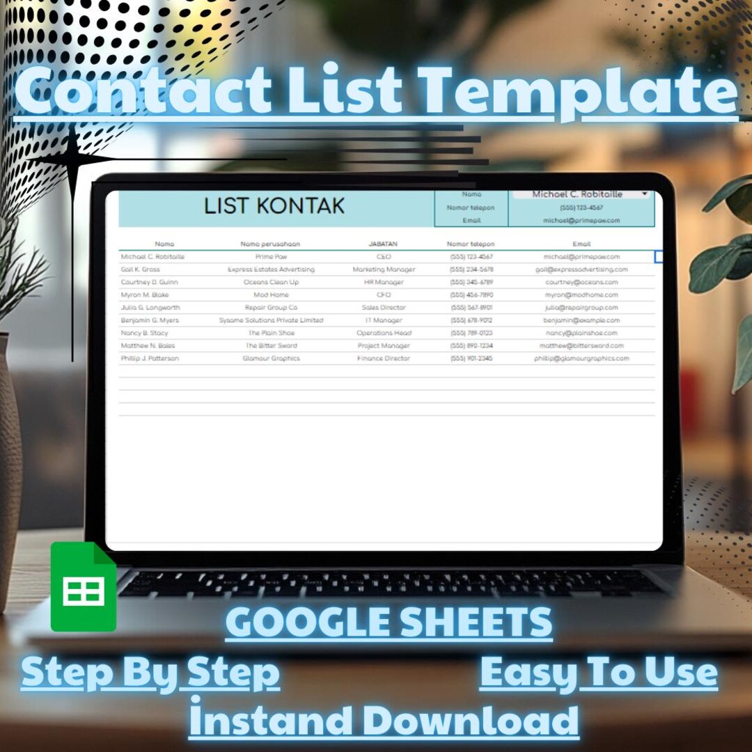 Contact List Template | Google Sheets| Easy to Use & Customize|manage ...