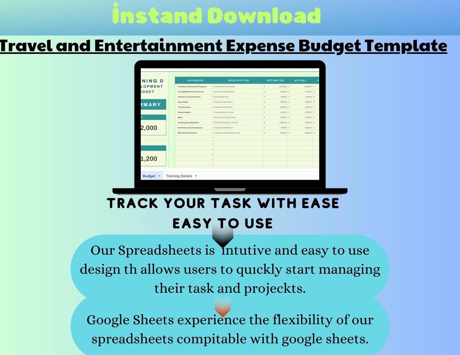 Training and Development Budget Template: Editable Google Sheets ...
