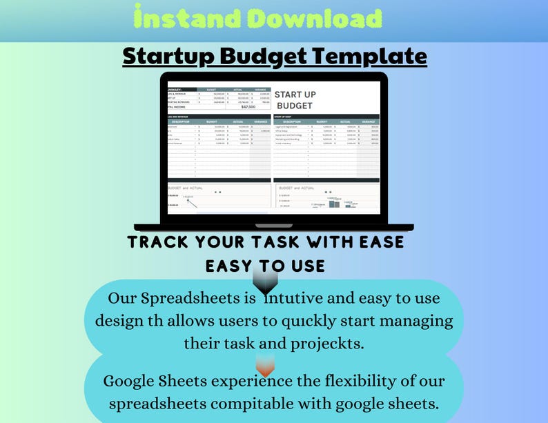 Startup Budget Template, Editable Google Sheets, Digital Download for ...