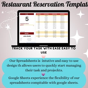 Restaurant Reservation Template, Editable Google Sheets, Digital ...