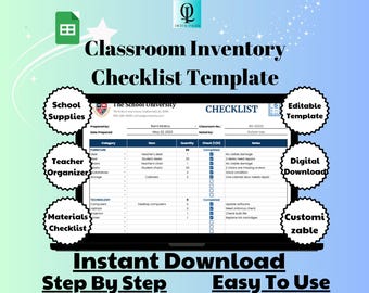 Classroom Inventory Checklist Template, Editable Google Sheets for ...