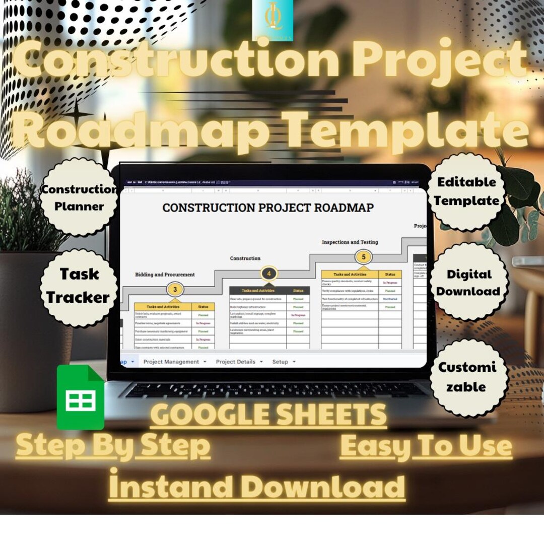 Construction Project Roadmap Template, Editable Google Sheets, Easy to ...