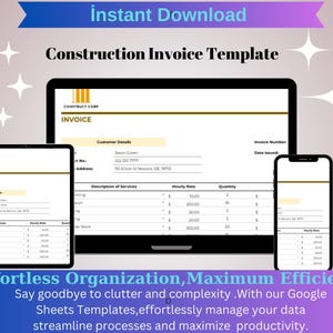 Construction Invoice Template, Digital Download, Editable Google Sheets, Easy to Use for ...