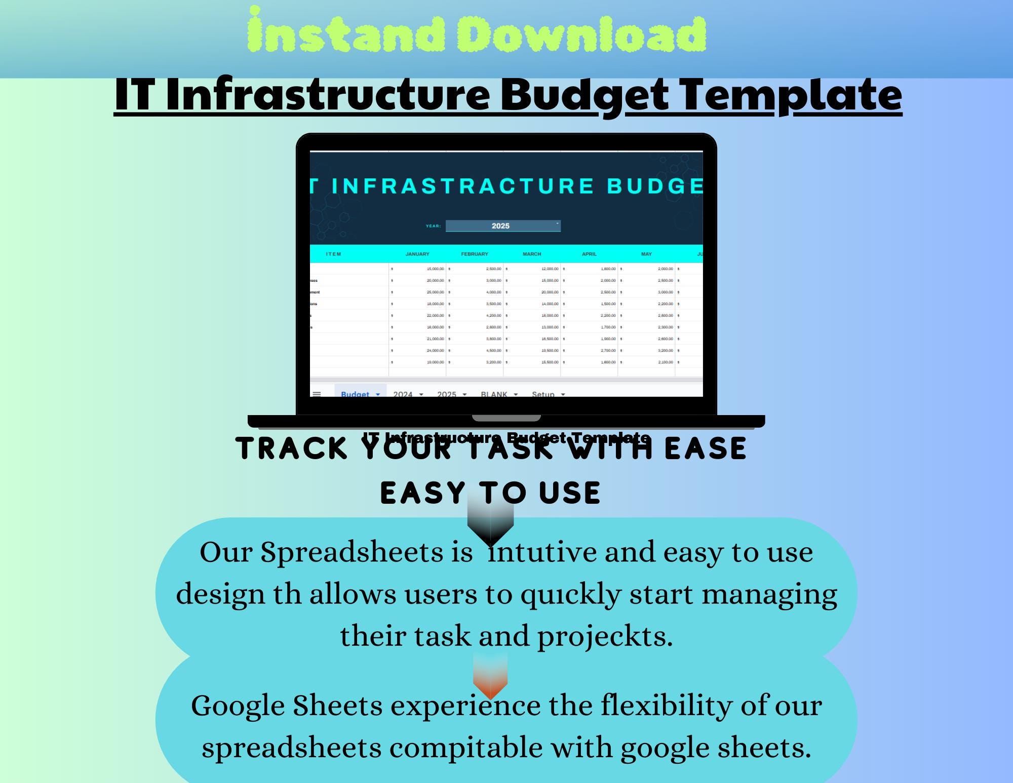 IT Infrastructure Budget Template: Editable Google Sheets (digital ...