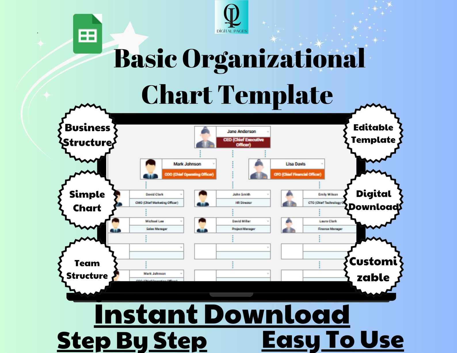 Basic Organizational Chart Template, Google Sheets Org Chart for ...