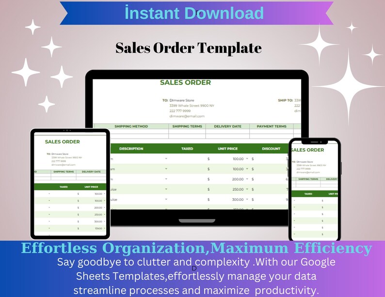 Sales Order Template, Digital Download, Editable Google Sheets, Easy to ...