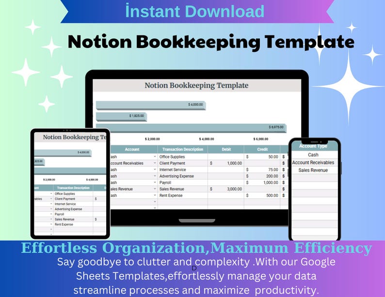Notion Bookkeeping Template, Digital Download for Tracking Income and Expenses, Easy Financial ...