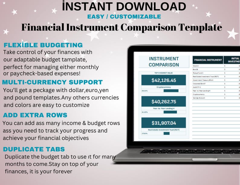 Financial Instrument Comparison Template, Editable Google Sheets ...