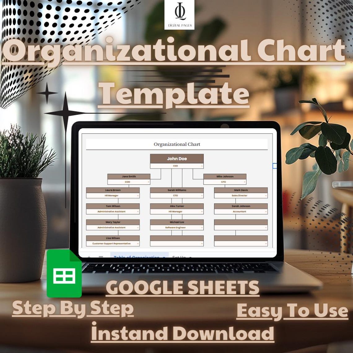 Organizational Chart Template: Google Sheets Company Structure (digital ...