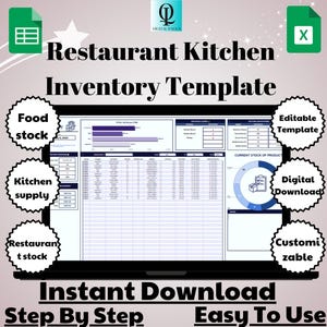 Restaurant Kitchen Inventory Template, Editable Google Sheets, Digital ...
