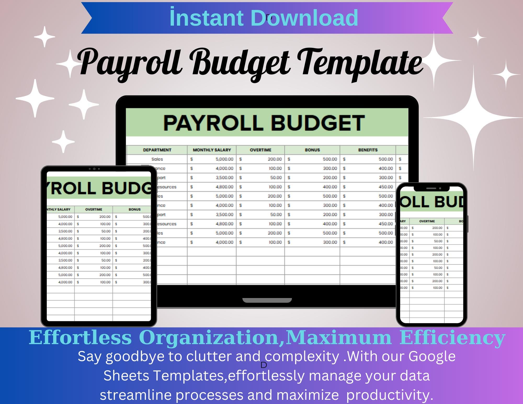 Payroll Budget Template | Employee Salary and Benefits Tracking ...