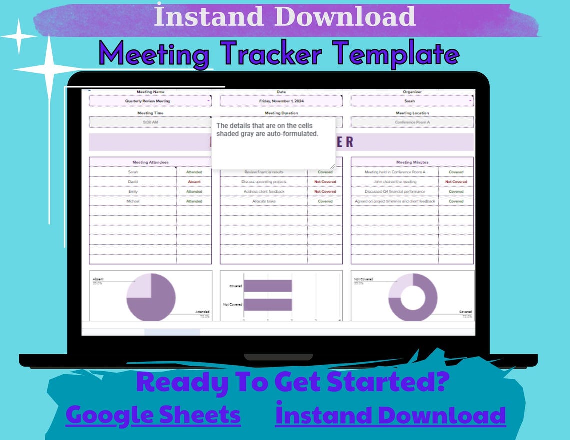 Meeting Tracker Template|g. Sheets Meeting Log&agenda Planner ...