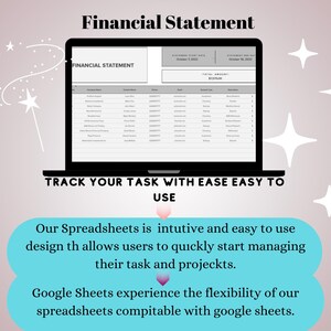 Financial Statement Template, Editable Google Sheets, Digital Download ...