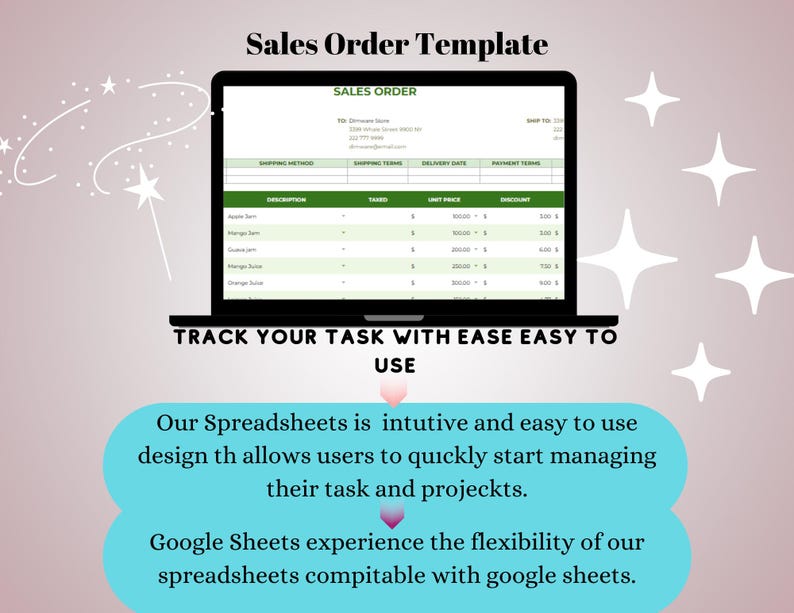 Sales Order Template, Digital Download, Editable Google Sheets, Easy to ...