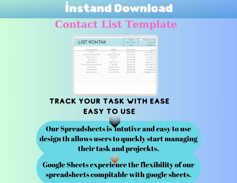 Contact List Template | Google Sheets| Easy to Use & Customize|manage ...