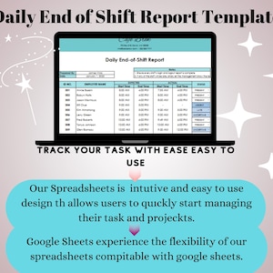 Daily End of Shift Report Template: Editable Google Sheets (digital ...