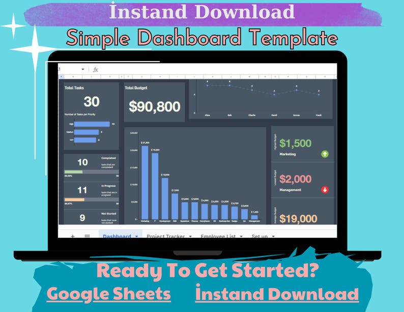 Simple Dashboard Template |google Sheets Business Planner ...