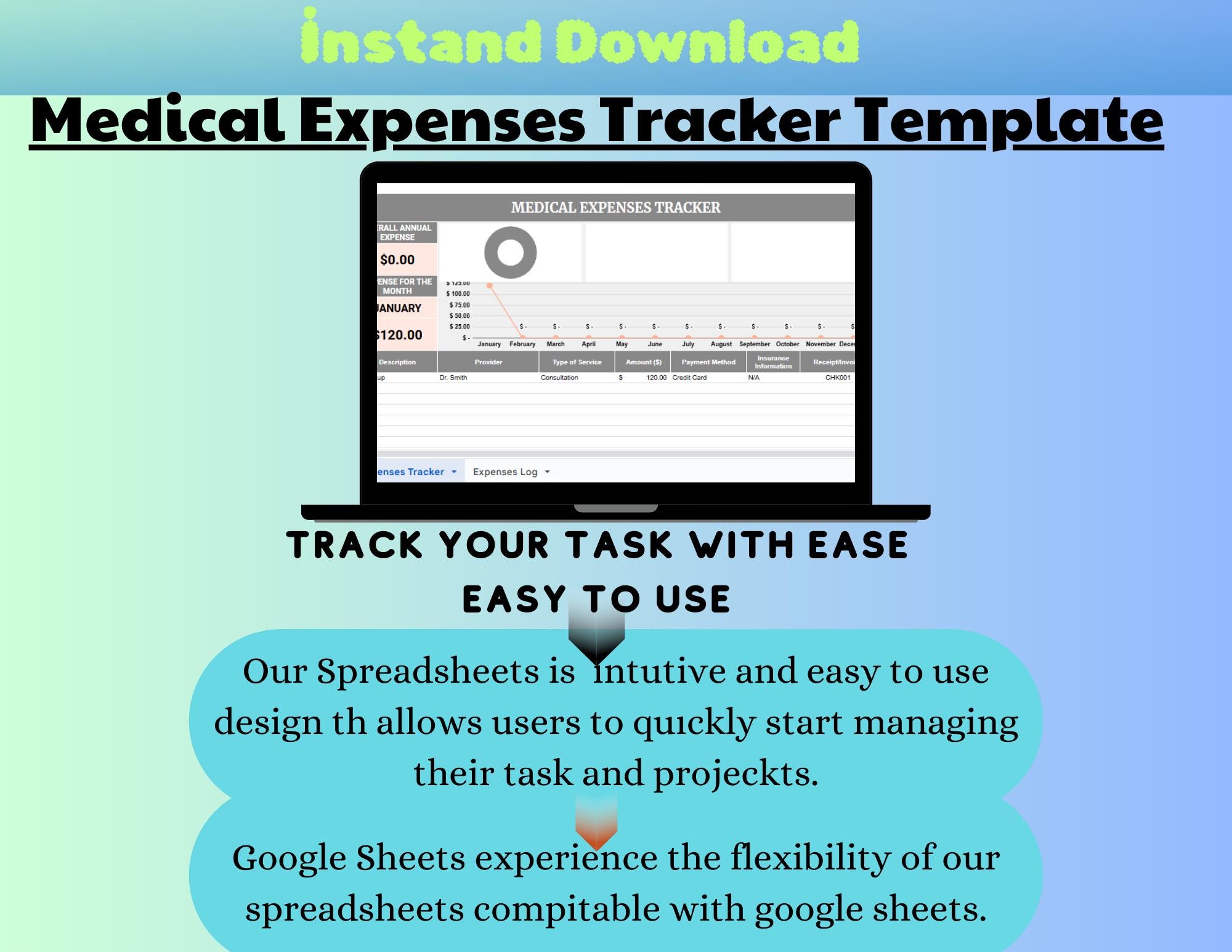 Medical Expenses Tracker Template, Editable Google Sheets, Digital ...