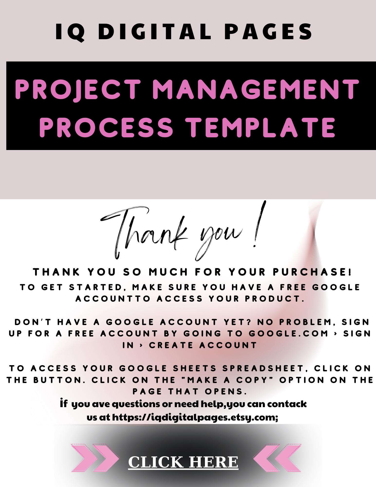 Project Management Process Template: Editable Excel & Google Sheets ...