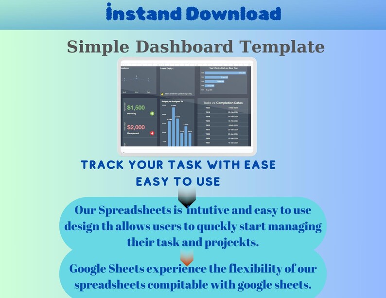 Simple Dashboard Template |google Sheets Business Planner ...